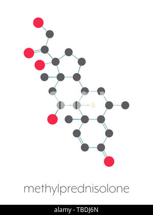 Methylprednisolone corticosteroid drug molecule. Stylized skeletal ...