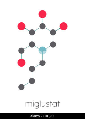 Miglustat Gaucher disease drug molecule. Skeletal formula Stock Photo ...