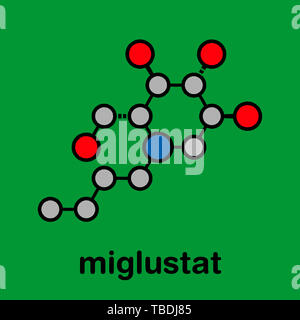 Miglustat Gaucher disease drug molecule. Skeletal formula Stock Photo ...