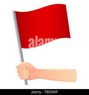 Red flag in hand. illustration of red flag Stock Photo - Alamy