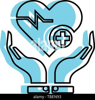 Hands holding heart - health insurance icon vector black Stock Vector ...