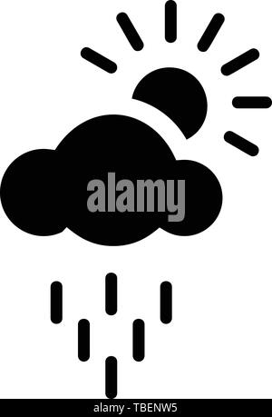 Sun and cloud vector glyph icon. Meteorology sign. Graph symbol for ...