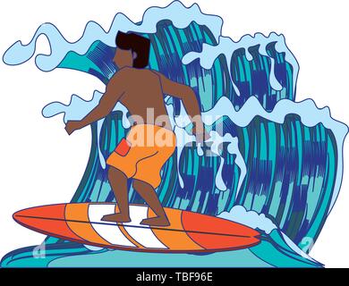 Man surfing waves cartoons isolated Stock Vector Image & Art - Alamy