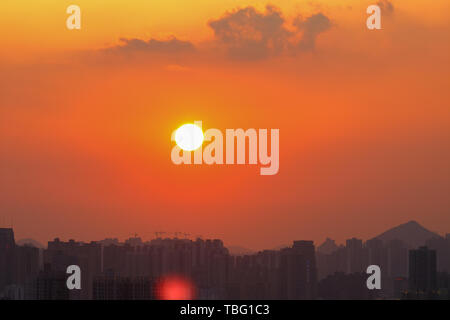 Changsha xiangjiang river sunset scenery FuYuan road bridge Stock Photo ...