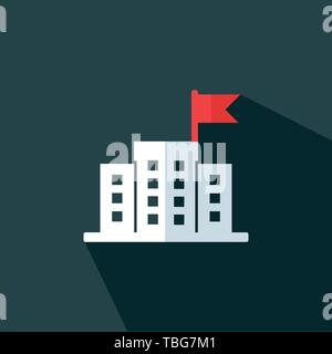 School building icon flat vector. Campus college. City park Stock ...
