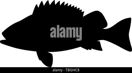 illustration of a black sea bass side view woodcut style Stock Vector ...