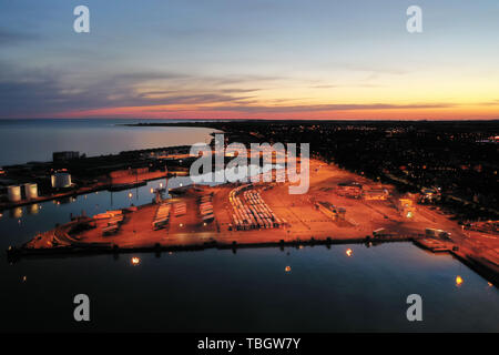 Trucks and trailers in the port of Trelleborg. Trelleborg's port is ...