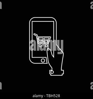 Hand holding mobile - online shopping icon vector Stock Vector Image ...