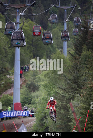 Great Britain’s Charlie Hatton in the Men’s Elite Downhill final during ...