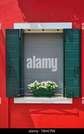 Burano colorful historical buildings closeup view. Venice, Italy Stock ...