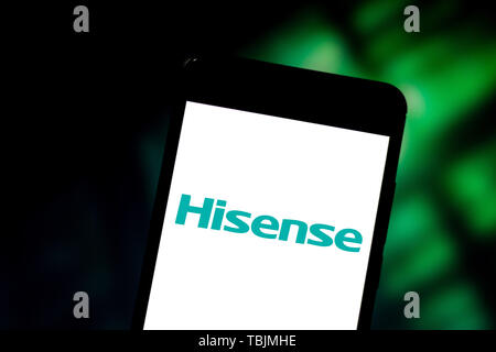 In this photo illustration, the Hisense logo is seen displayed on a ...