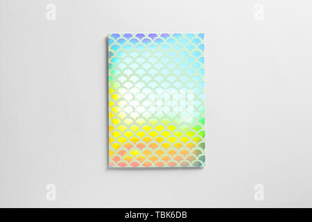 Bright iridescent notebook on white background Stock Photo - Alamy
