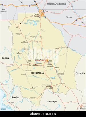 Administrative map of the Mexican state of Chihuahua Stock Vector Image ...