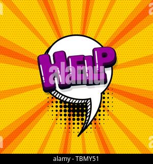 Help - Comic book style phrase on abstract background Stock Vector ...