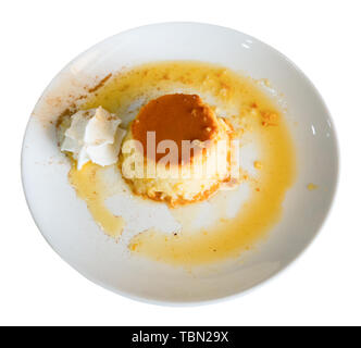 Typical catalan creme dessert flan con nata with caramel crust Stock ...