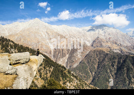 view on snowy Dhauladhar peak in Himalayas from Dharamshala, India ...