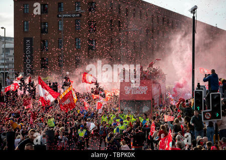 Tottenham Hotspur players on a bus during the Europa League winners ...