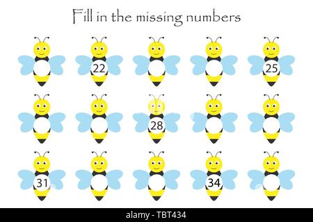 Color by numbers bee insect. Puzzle game for children education ...
