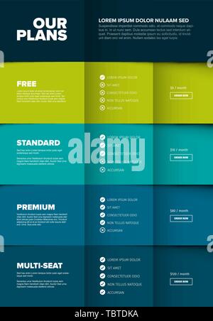 Products features list table template with products or services options ...