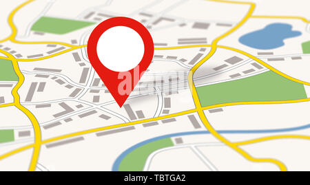 A generic city map with marker Stock Photo - Alamy