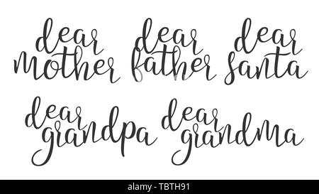 Dear Santa - handwritten modern calligraphy text on watercolor paint ...