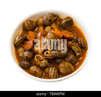 Home style snails stewed with chorizo Stock Photo - Alamy