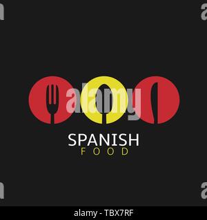 Spanish food icon. Spanish flag symbol Spoon fork and knife icons Stock ...