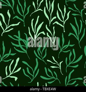 Estragon or tarragon seamless pattern therapeutic green leaf branch ...