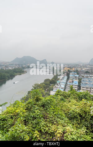 Construction canal woods in the rain in Guilin, China in autumn Stock ...