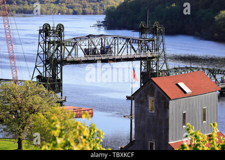 The view of Stillwater Lift Bridge over St.Croix River connecting ...