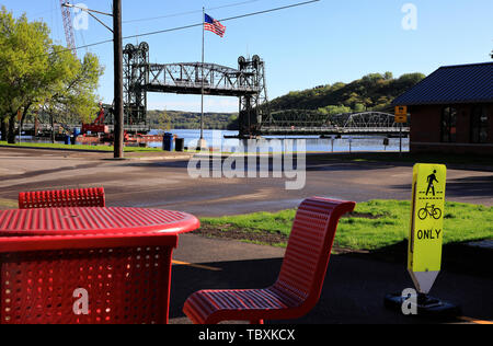 The view of Stillwater Lift Bridge over St.Croix River connecting ...