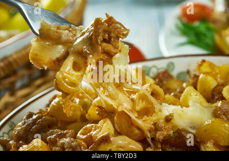 Johnny Marzetti, pasta dish consisting of noodles, cheese, ground beef ...