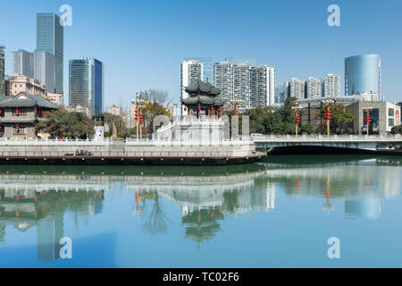 Architectural Scenery of Hejiang Pavilion, Funan River, Chengdu Stock ...