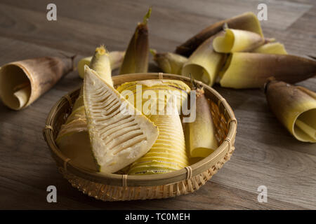 Fresh hairy bamboo shoots cut half Stock Photo - Alamy