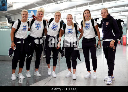 England's Rachel Daly (left), Millie Bright, Mary Earps, Ellen White ...