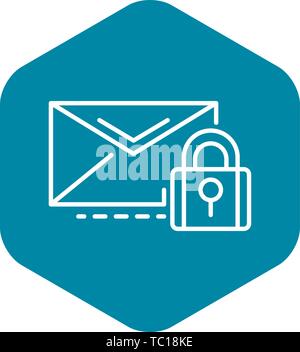 Secured mail icon. Outline illustration of secured mail vector icon for ...