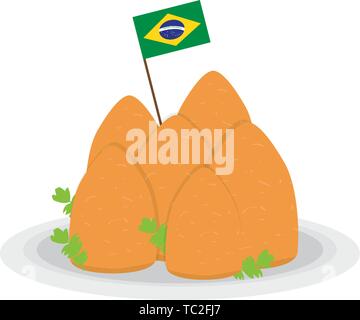 Isolated coxinhas with a flag of Brazil. Traditional brazilian food ...