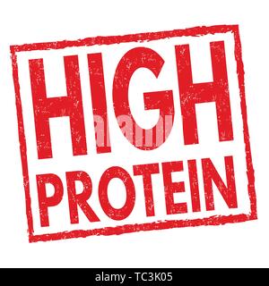 High protein sign or stamp on white background, vector illustration ...