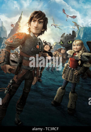 TOOTHLESS, HICCUP POSTER, HOW TO TRAIN YOUR DRAGON, 2010 Stock Photo ...