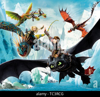 TOOTHLESS, HICCUP POSTER, HOW TO TRAIN YOUR DRAGON, 2010 Stock Photo ...