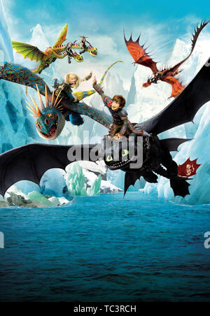 TOOTHLESS, HICCUP POSTER, HOW TO TRAIN YOUR DRAGON, 2010 Stock Photo ...