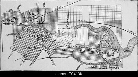Black and White Illustration; Map of the City of Chester Circa 1880 ...