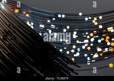 Luminous spheres with flowing lines, three-dimensional rendering Stock ...