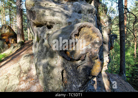 Bizarre geological formation - iron log in sandstone rocks - bog iron ...