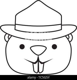 cute beaver with ranger hat mascot animal Stock Vector Image & Art - Alamy