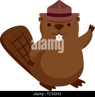 cute beaver with ranger hat mascot animal Stock Vector Image & Art - Alamy