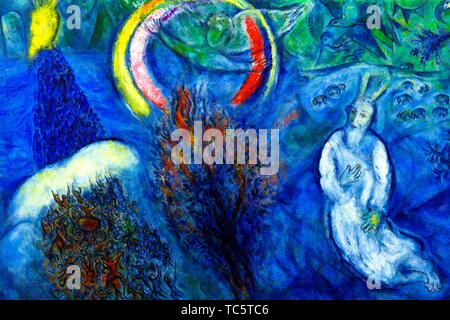 Moses with the Burning Bush, a painting by Marc Chagall at the Chagall ...