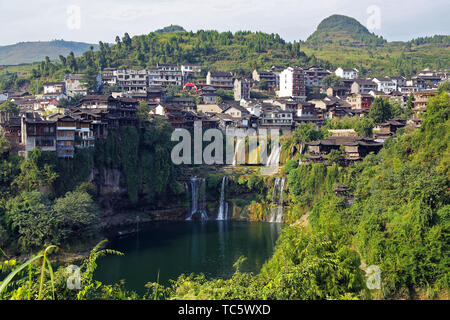 Furong ancient village and waterfall - Hunan China Stock Photo - Alamy