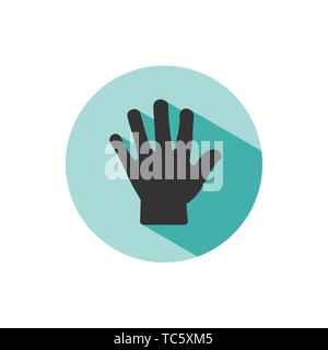 Body senses tact. Hand icon with shadow on beige background. Vector ...