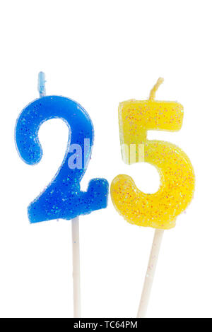 25, number candle, candlelight, fire for birthday, isolated Stock Photo ...